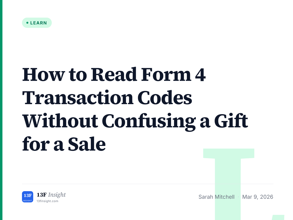 How to Read Form 4 Transaction Codes: P, S, M, G, A, F Explained | 13F ...