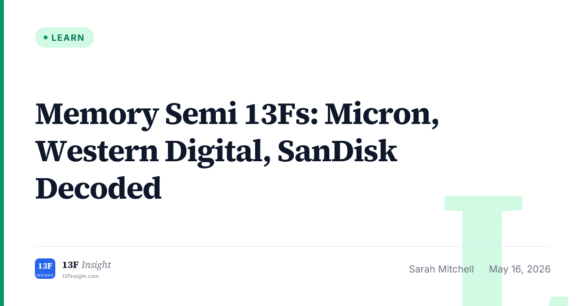 Memory Semi 13F: MU, WDC | 13F Insight