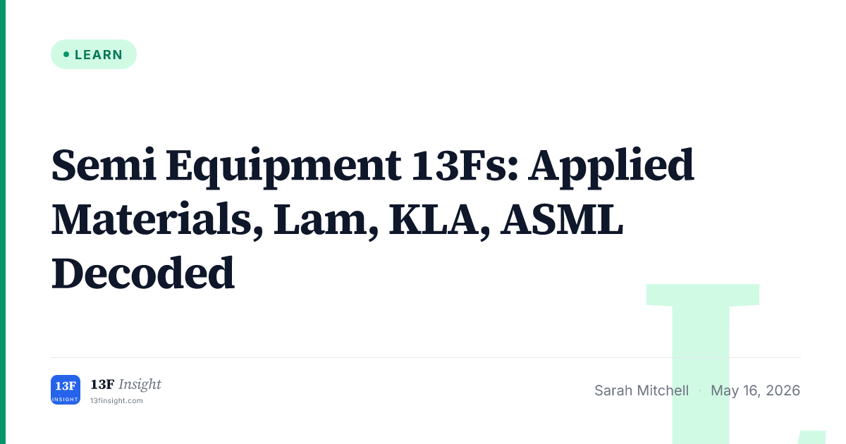Semi Equipment 13F: AMAT, LRCX, KLAC | 13F Insight