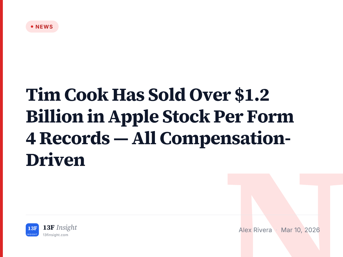 Tim Cook Apple Stock Sales 1 2b Career Total 13f Insight
