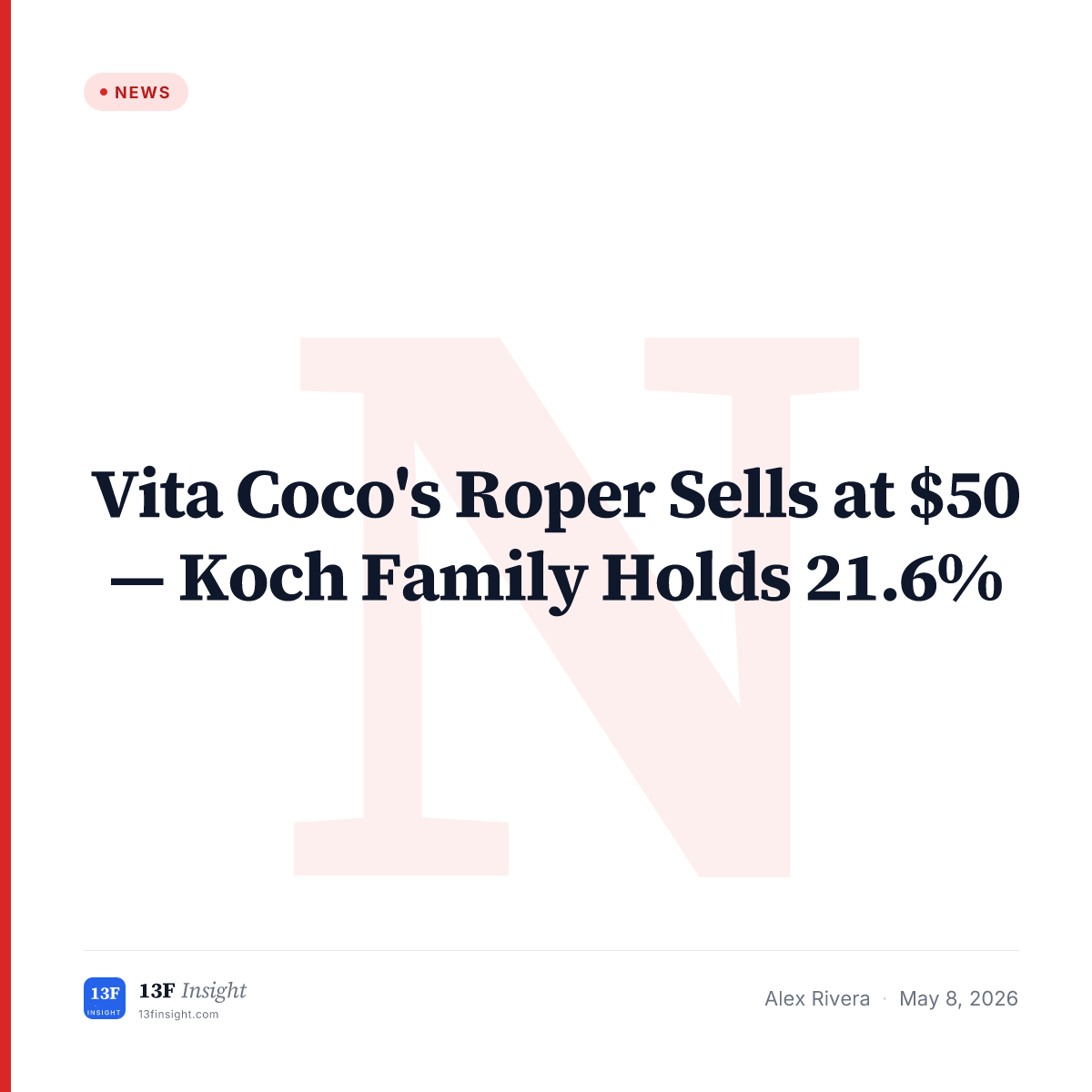 Vita Coco Insider + Koch Stake Read | 13F Insight