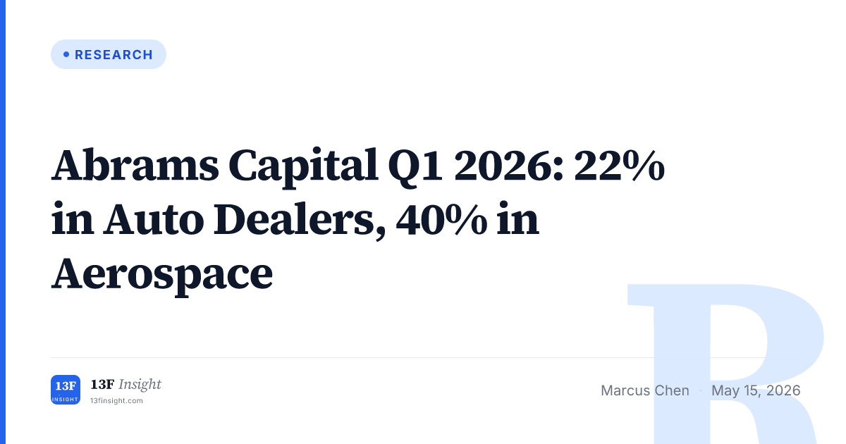 Abrams Capital Q1 2026 Concentrated Value Book | 13F Insight