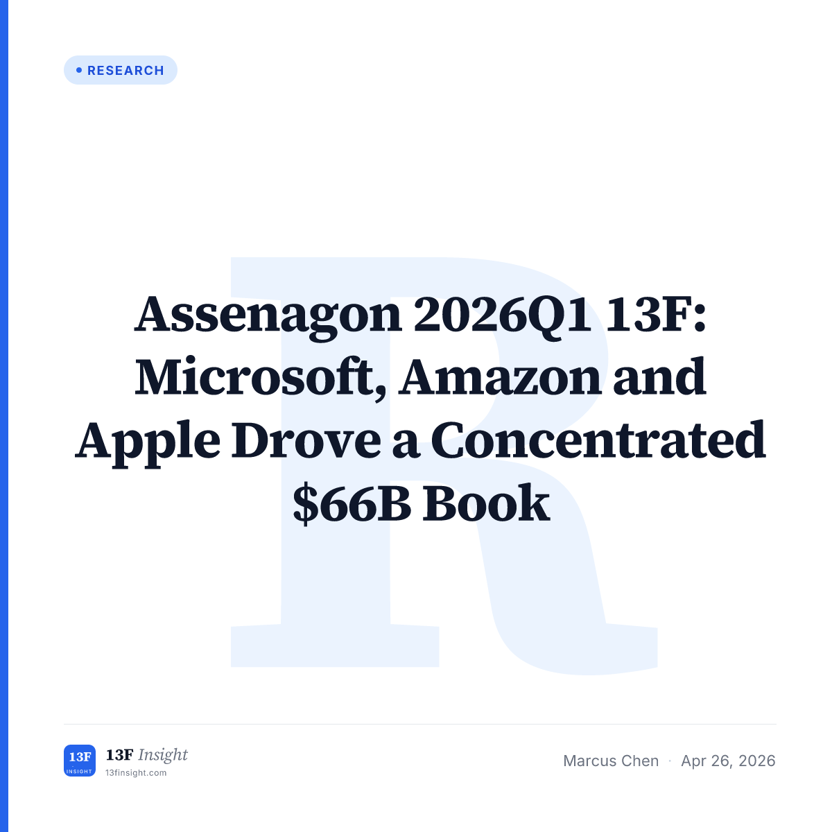 Assenagon 2026Q1 13F: Microsoft, Amazon and Apple Drove a Concentrated ...