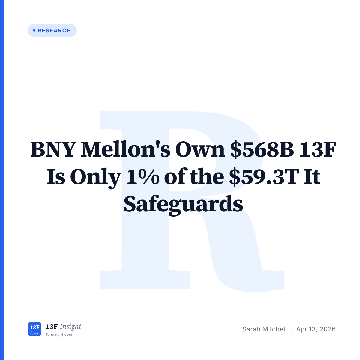 BNY Mellon Q4 2025: Own $568B 13F vs $59.3T Custody Scale