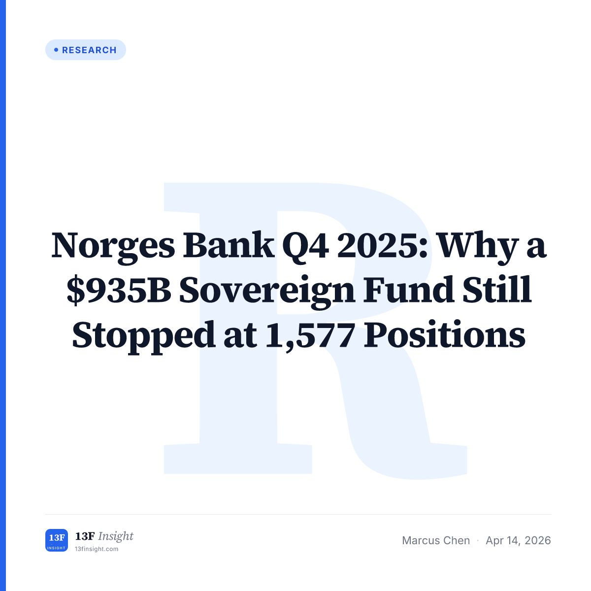 Norges Bank Q4 2025: Why a $935B Sovereign Fund Still Stopped at 1,577 ...