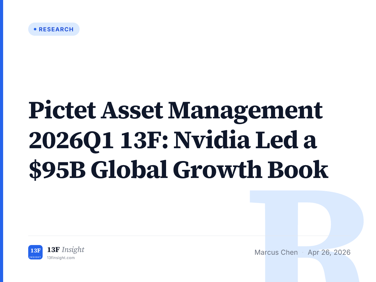 Pictet Asset Management 2026Q1 13F: Nvidia Led a $95B Global Growth ...
